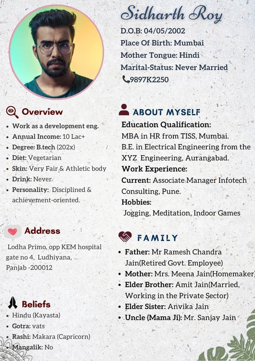 Biodata for Marriage | Free Online Maker — 200+ Templates for Girl & Boy
